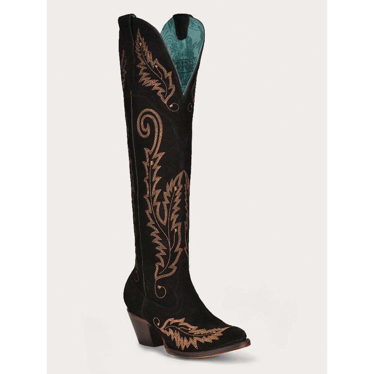 CORRAL TALL BLACK SUEDE EMBROIDERY J TOE BOOT A4404 | Southern Comfort ...