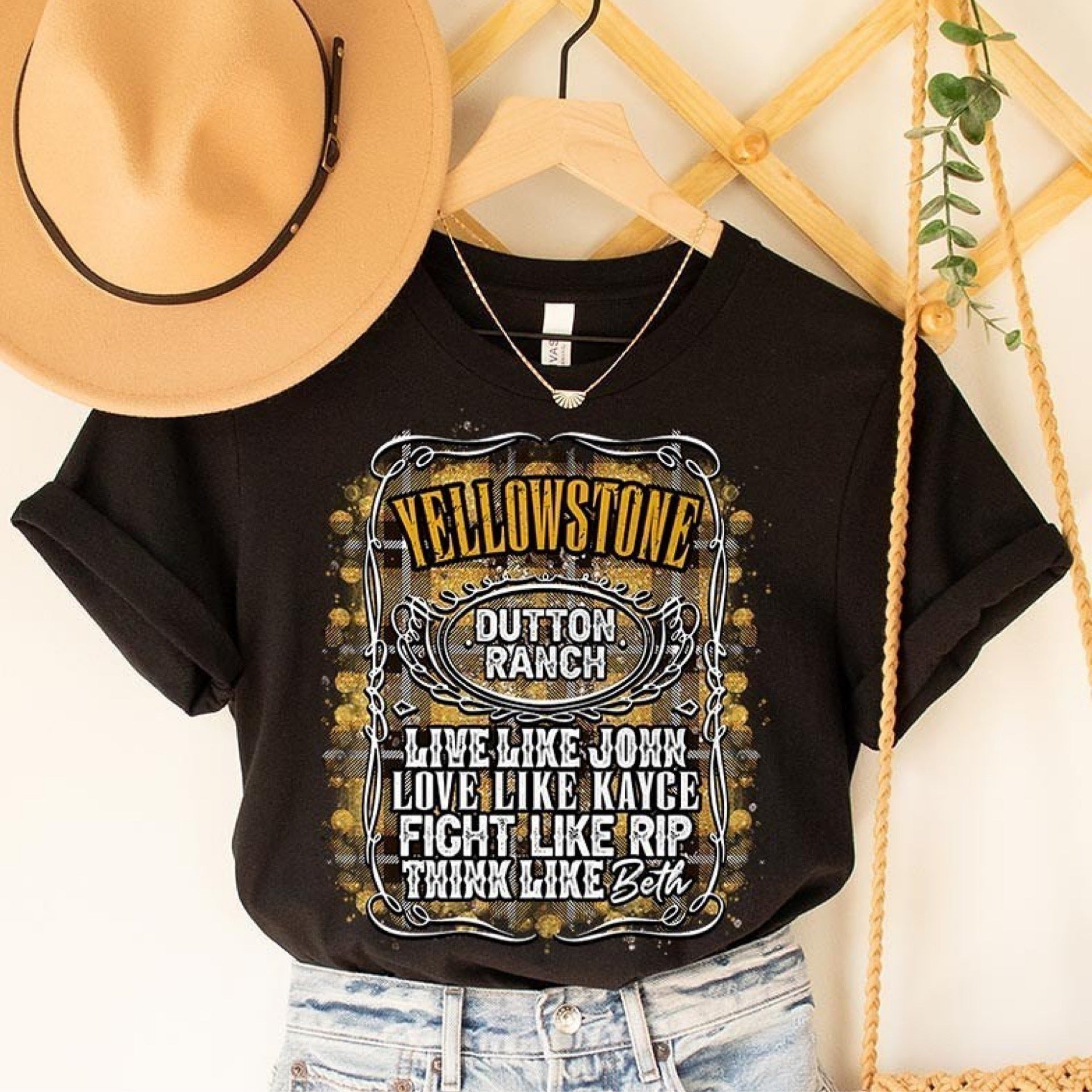 YELLOWSTONE DUTTON RANCH BLACK TEE | Southern Comfort Western Wear
